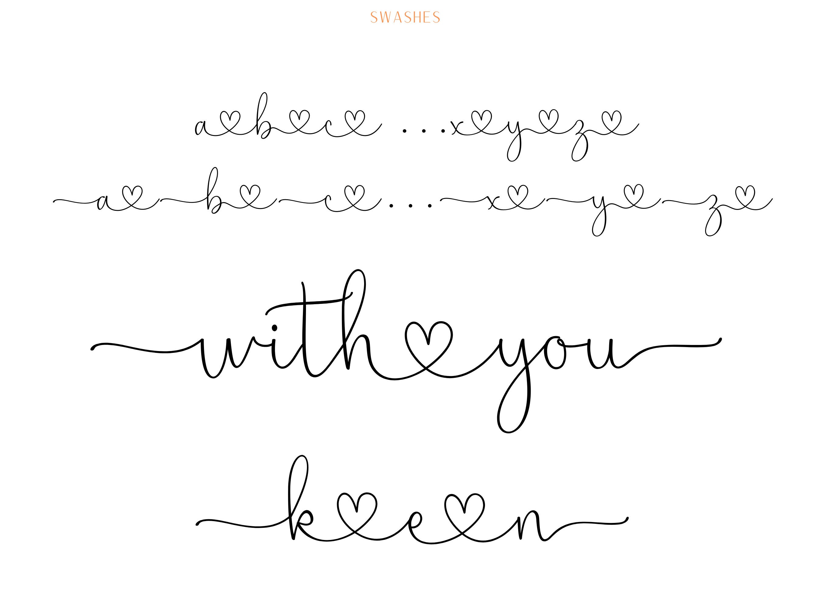 Connecting Heart Font: Handwritten Swashes, Wedding Font (OTF, TTF) - Etsy