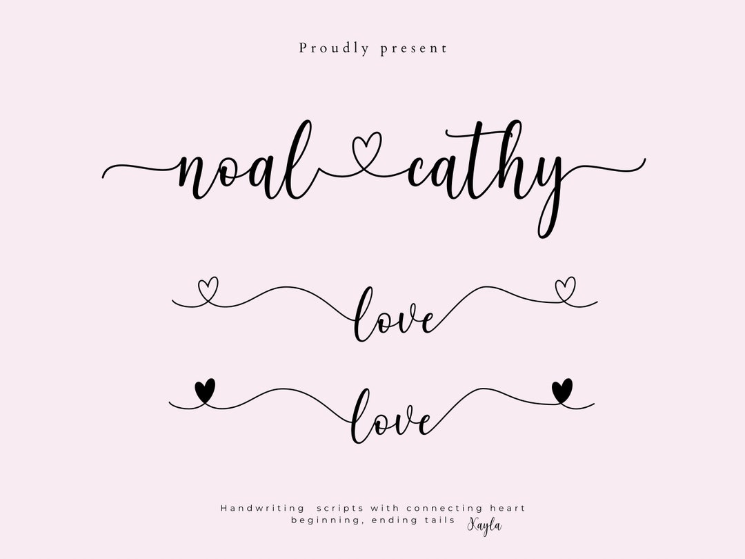 Heart Tail Script Font: Connecting Hearts, Wedding Fonts (OTF, TTF) - Etsy