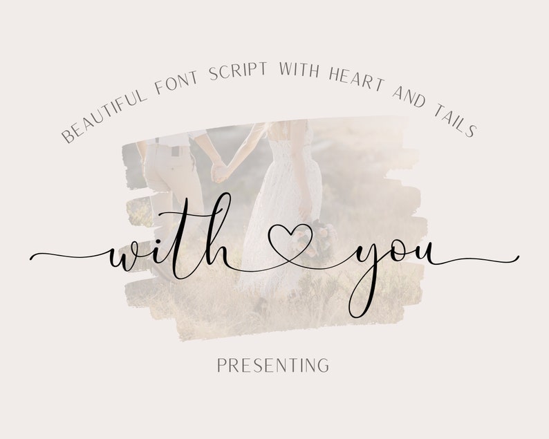 Elegant Connecting Heart Calligraphy Font Scripts With Long Tails ...