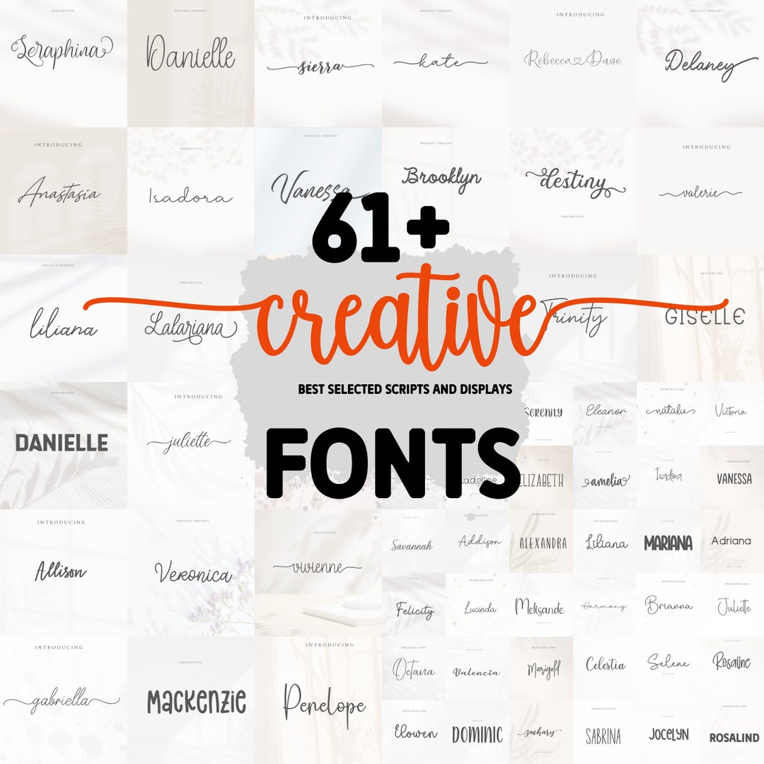 61 Selected Creative Font With Tails, Wedding Font Bundle, Cricut Font ...
