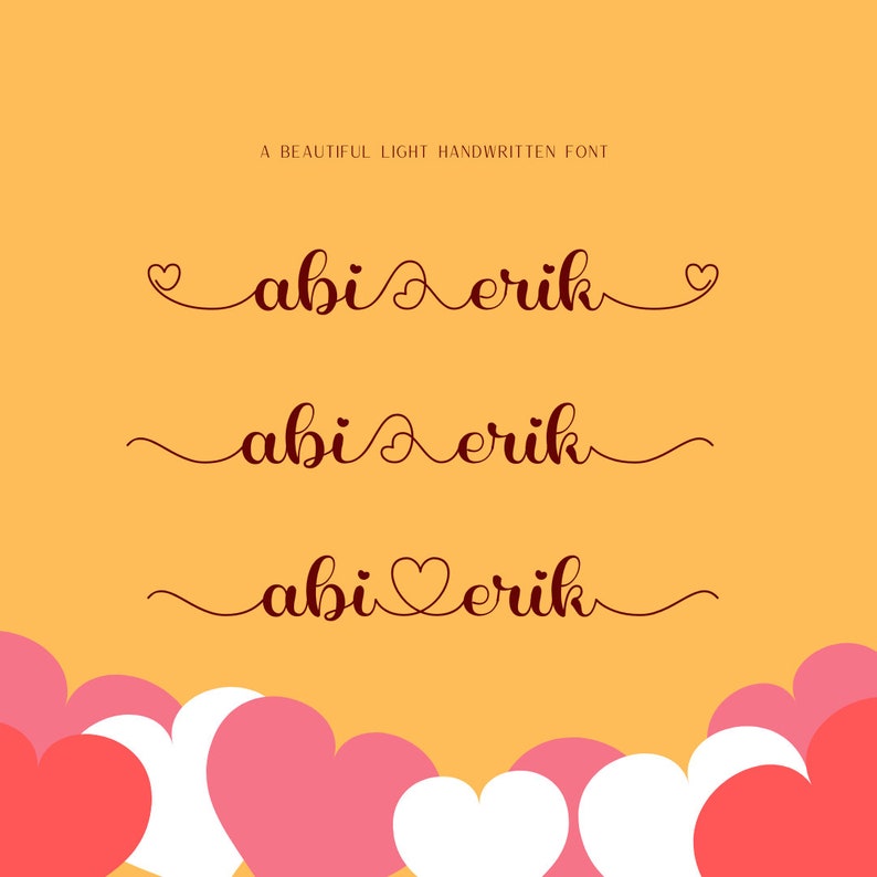 Handwritten Script Font: Connecting Heart Swashes (OTF, TTF) - Etsy