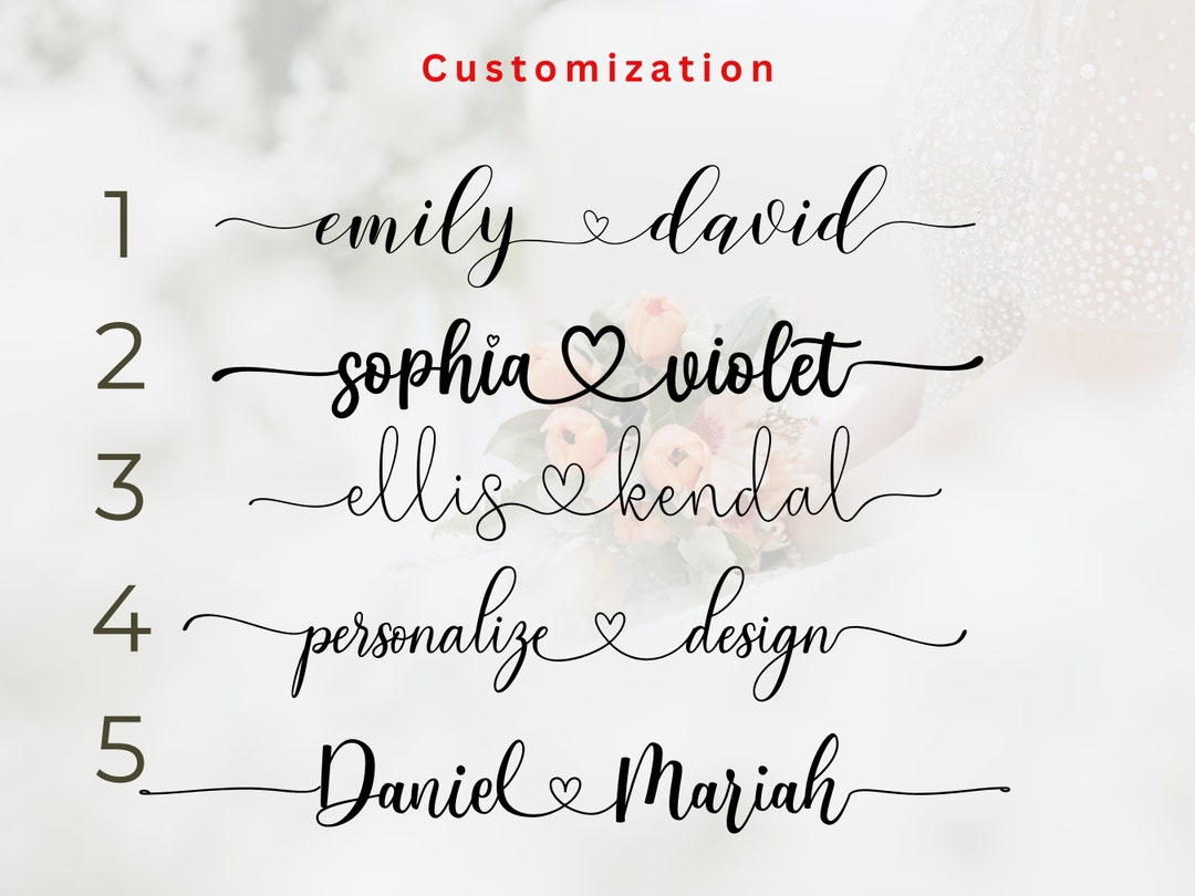 Custom Couple Names W/connecting Heart Pdf,svg,png,jpg Files,wedding ...