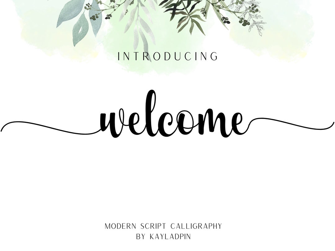 Long Tails & Connecting Heart Font, Welcome Beautiful Calligraphy Font ...