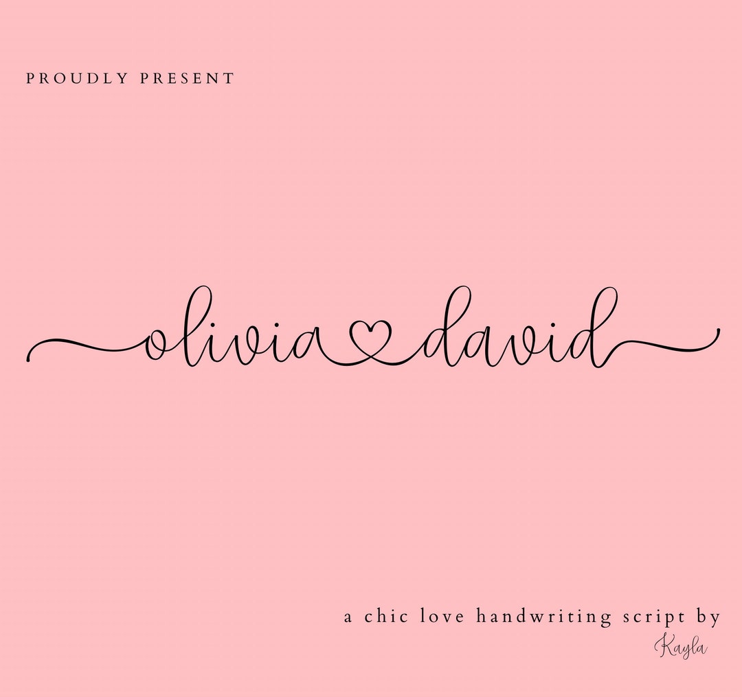 A Chic Connecting Heart Font With Tails, Lovely Wedding Fonts,font With ...