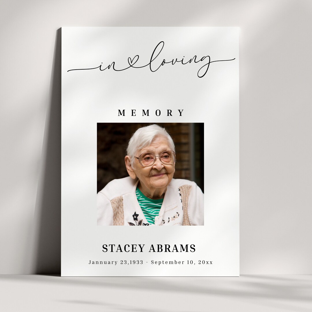 Custom Funeral Memorial Poster: Minimalist Welcome Sign (digital File ...