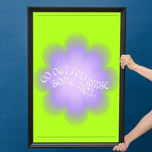 Raise Some Hell Wall Art Fun Bright Poster Print - Etsy