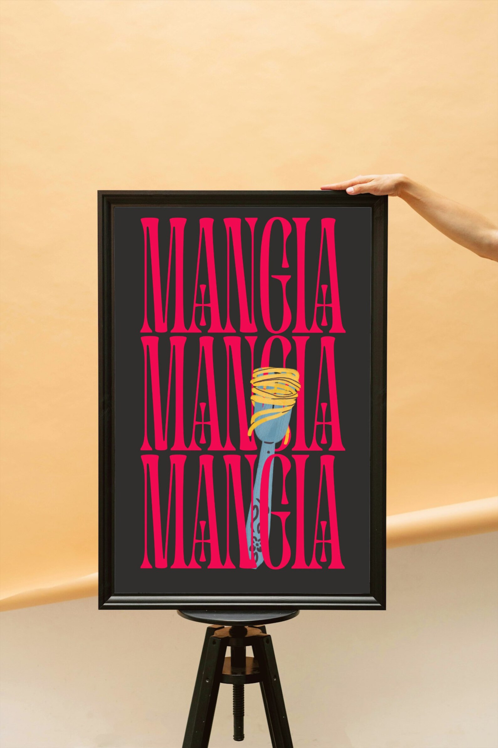 Mangia Mania Kitchen Wall Art | Food Fork Poster Print - Etsy