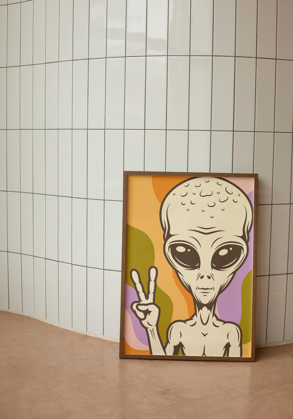 Alien Peace Sign Wall Art Trippy UFO Poster - Etsy