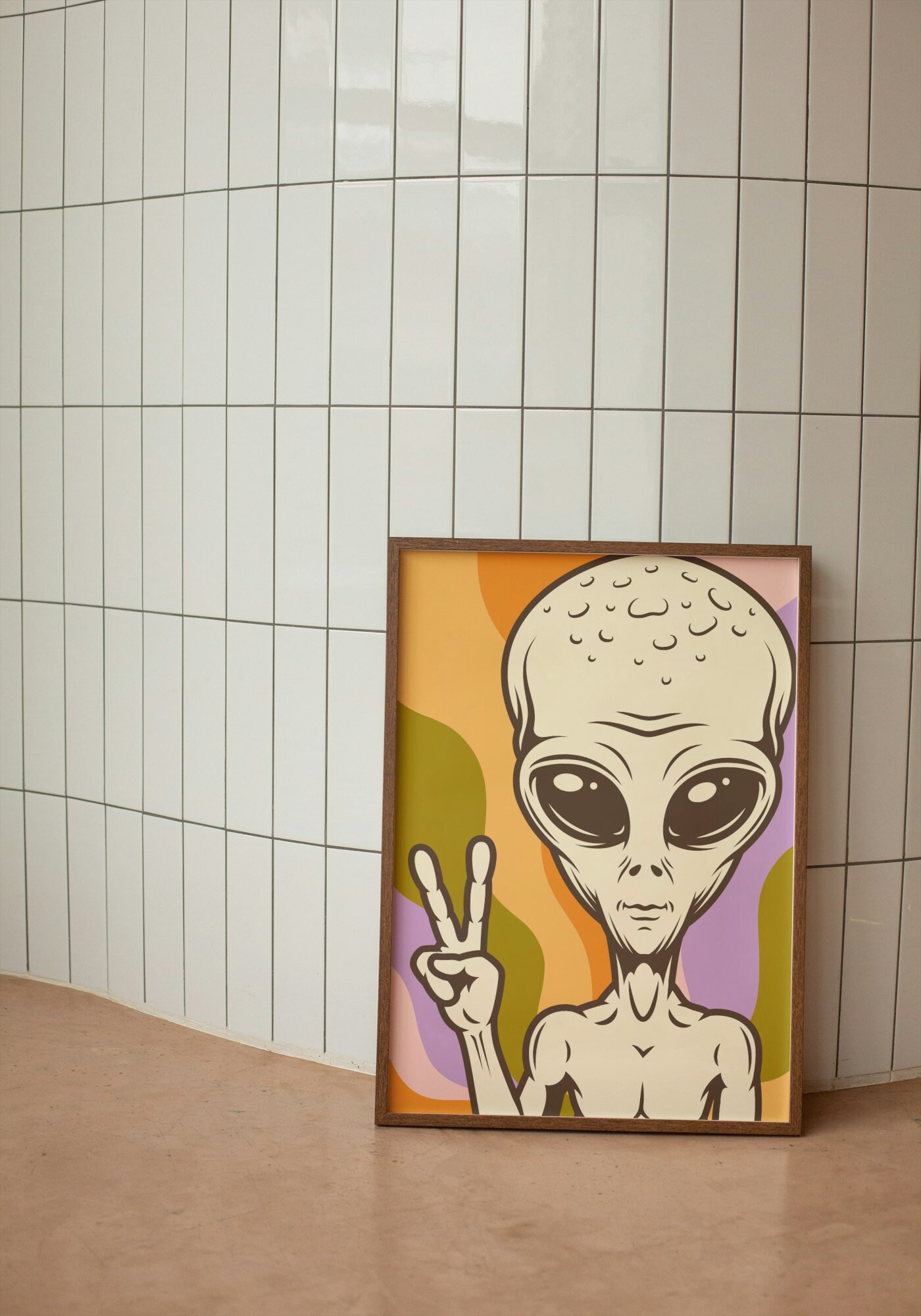Alien Peace Sign Wall Art Trippy UFO Poster - Etsy