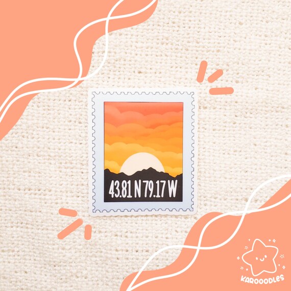 CUSTOM Die Cut Sticker: Sunset Stamp Waterproof Stamp - Etsy