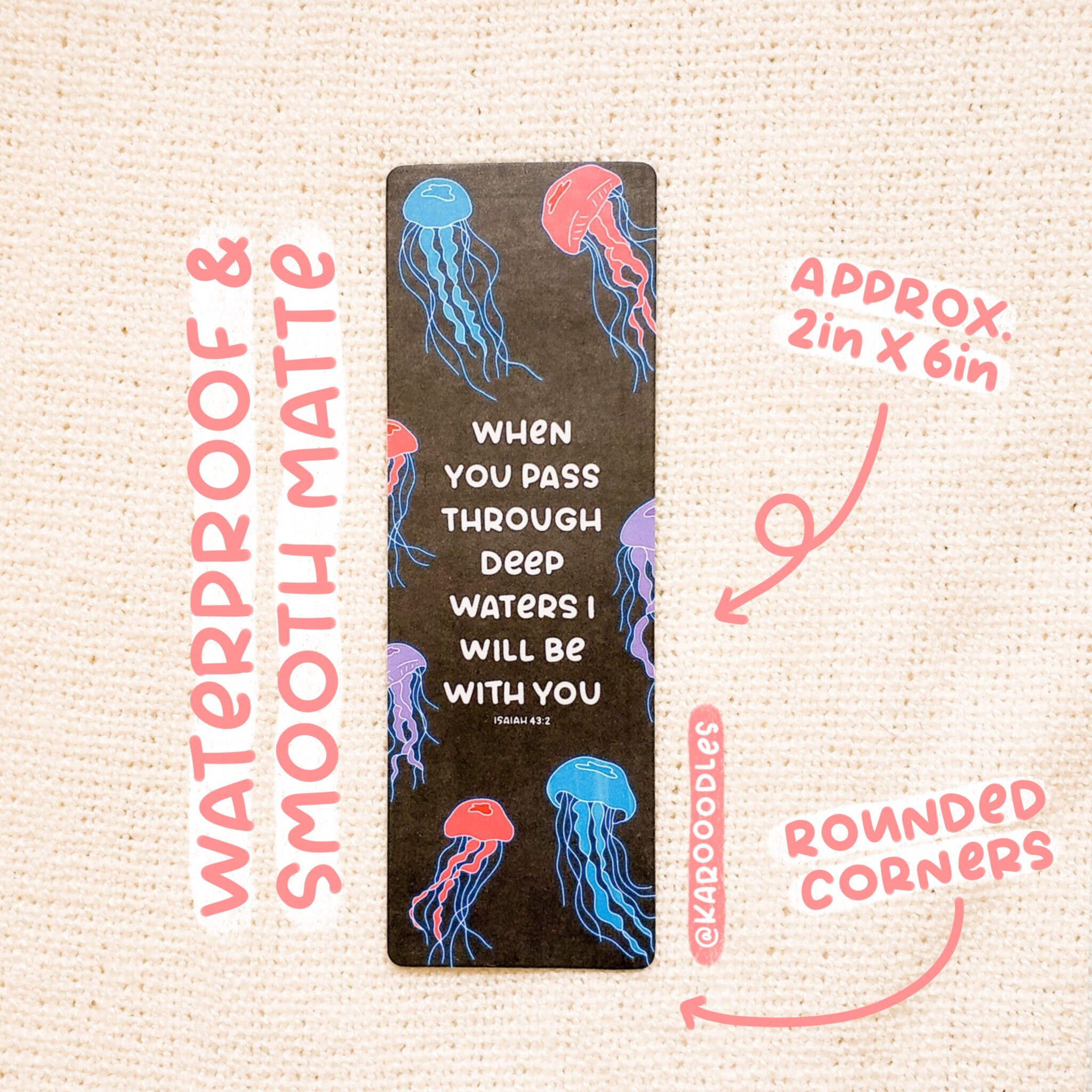 Waterproof Bookmark: Through Deep Waters | Christian Bookmark, Bible ...