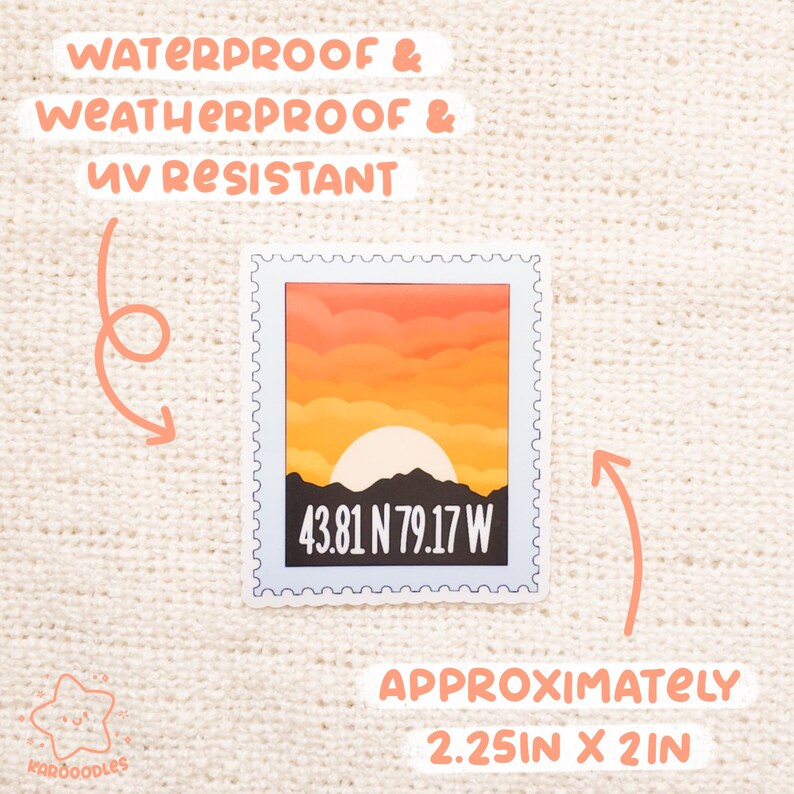 CUSTOM Die Cut Sticker: Sunset Stamp Waterproof Stamp - Etsy
