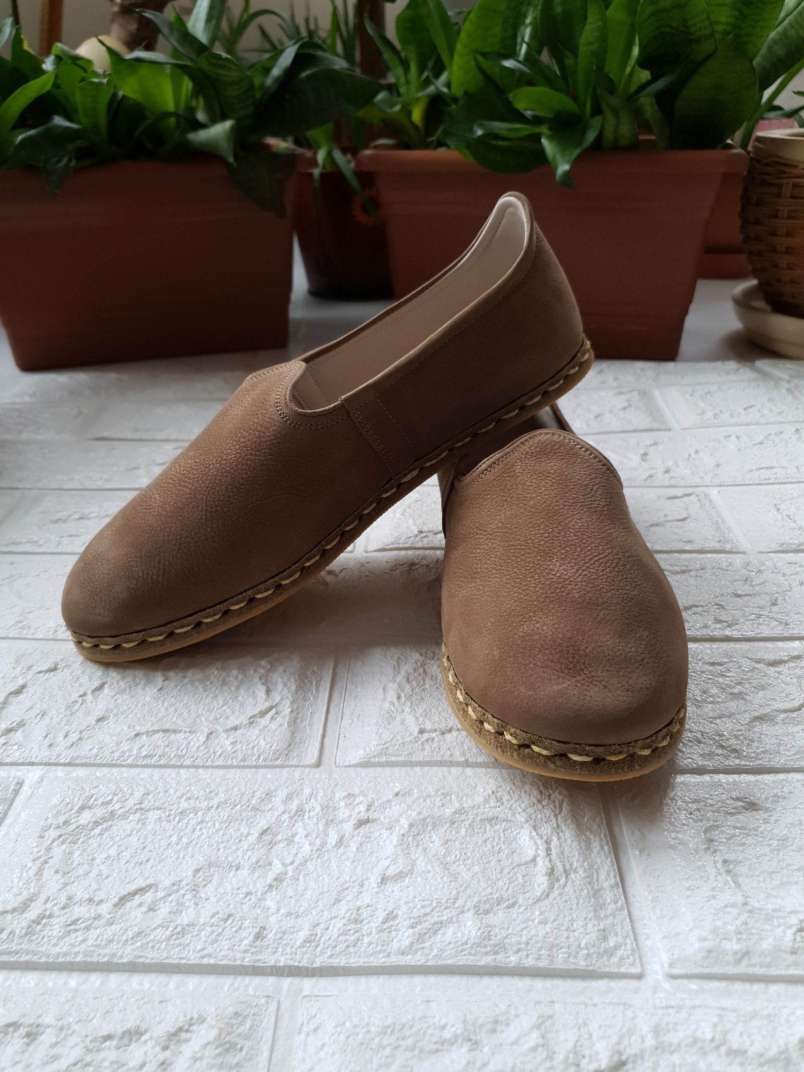 Turkish Handmade Leather Shoes Light Brown Color Flat Shoes | Etsy