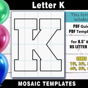 Letter K Mosaic Balloon Frame Template - Square Letters PDF Print Files ...