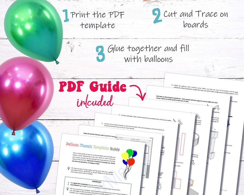 Number 5 Mosaic Balloon Frame Template Square Letters PDF - Etsy