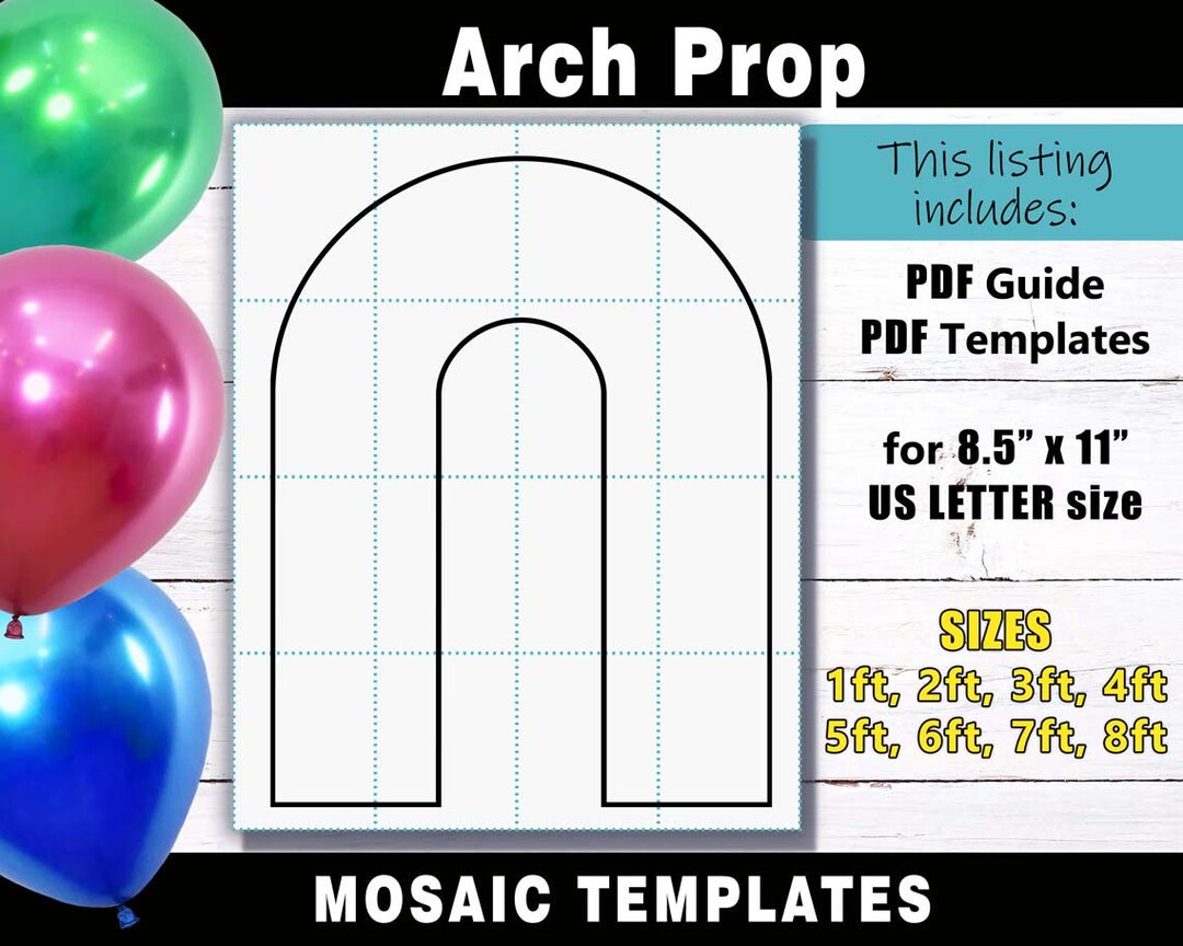 Arch Wall Prop or Mosaic Balloon Frame Template - PDF Print Files for ...