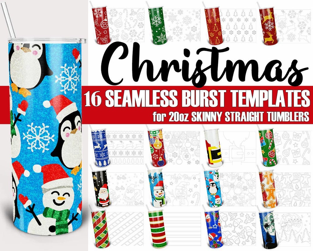 Christmas Burst Tumbler Template Bundle - SVG DXF PNG Seamless for 20 ...