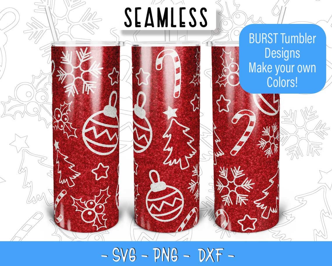 Christmas Burst Tumbler Template SVG DXF PNG Seamless for 20 Oz Skinny ...