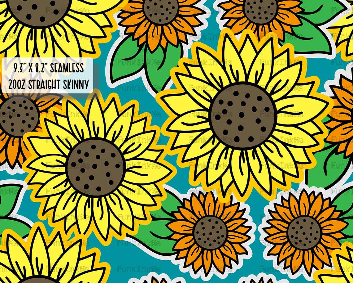 Sunflower Burst Tumbler Template SVG PNG DXF Seamless Burst - Etsy