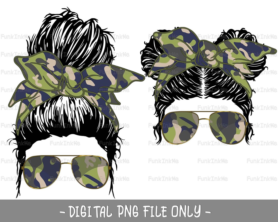 Camo Army Mom Kid Life Messy Bun Mom Life PNG Sublimation Digital ...