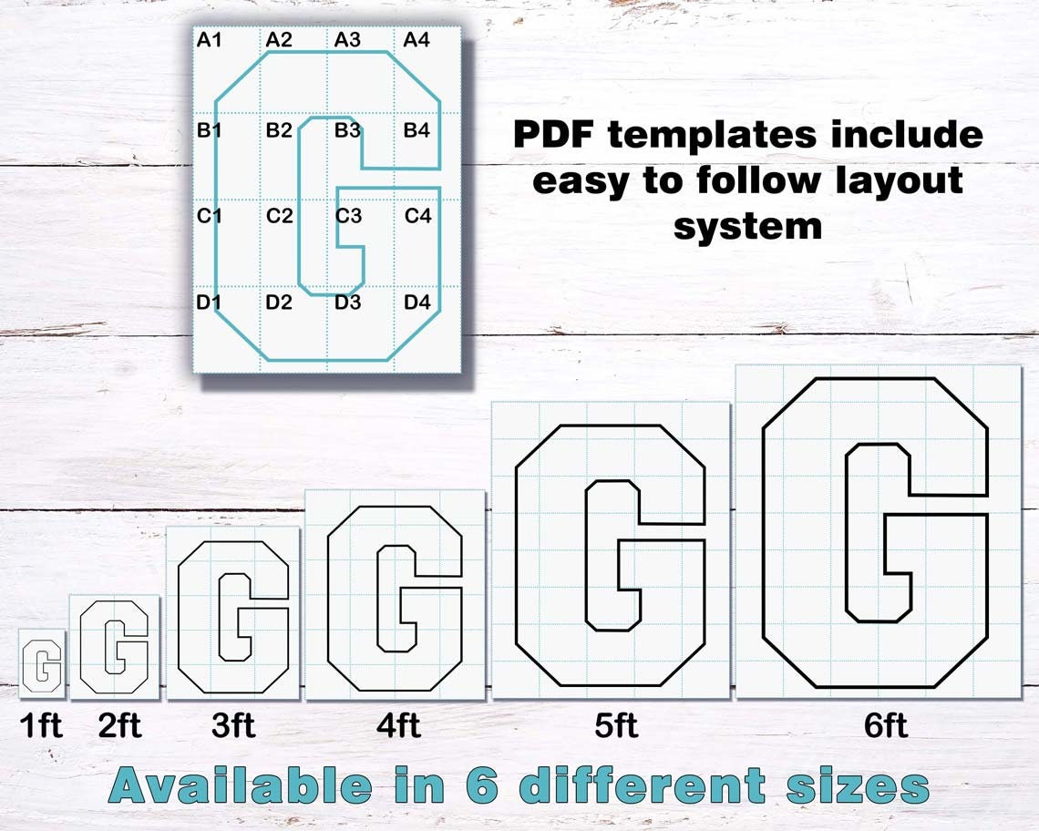 Letter G Mosaic Balloon Frame Template - Square Letters PDF Print Files ...