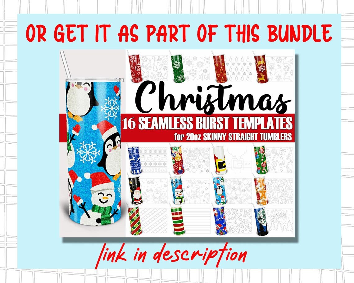 Christmas Burst Tumbler Template SVG DXF PNG Seamless for 20 Oz Skinny ...