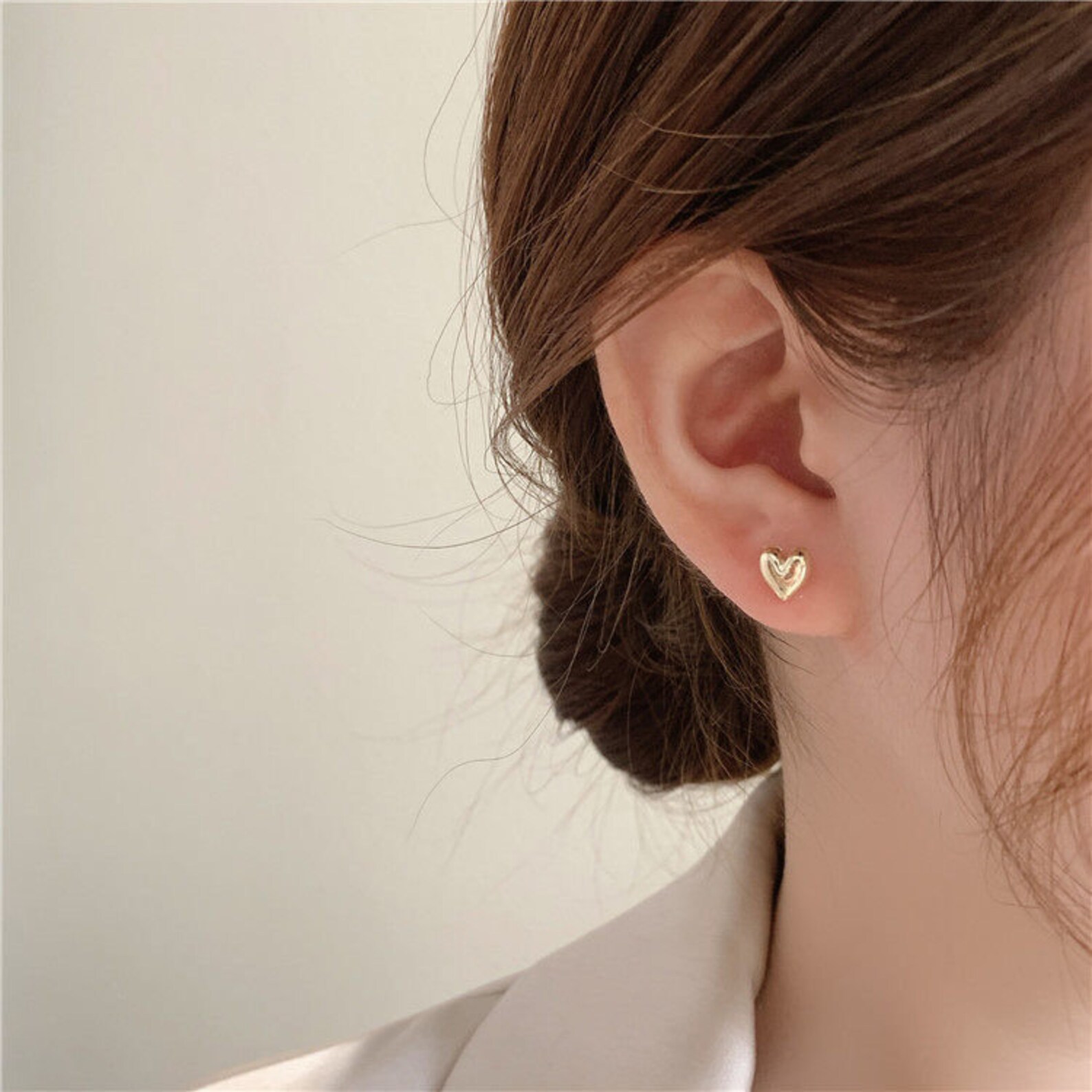 Cascading Heart Front and Back Customizable Earrings Gold - Etsy