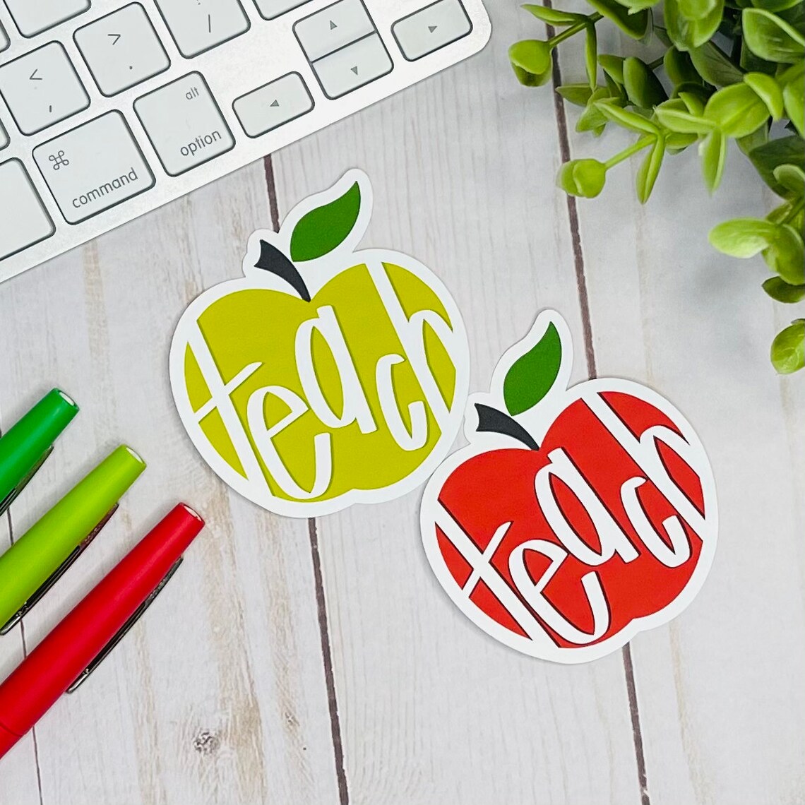 TEACH Apple Sticker Teacher Sticker Apple Sticker - Etsy