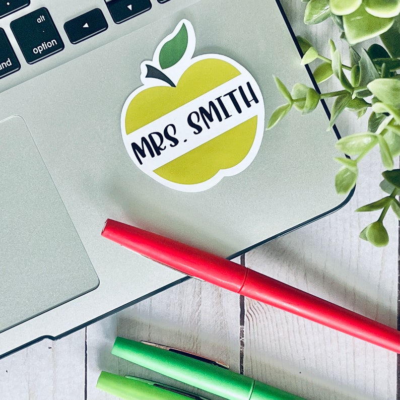 Custom Apple Name Sticker Custom Teacher Name Apple Sticker - Etsy