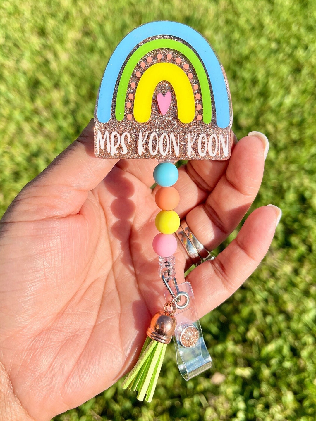 Acrylic Personalized Rainbow Badge Reel | Rainbow Badge Reel | Badge ...