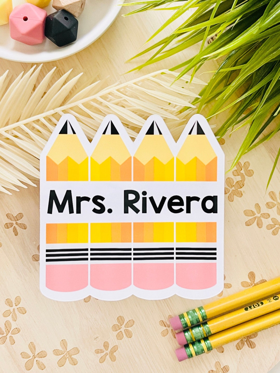 Custom Pencil Bunch Name Sticker | Custom Teacher Pencils Name Sticker ...