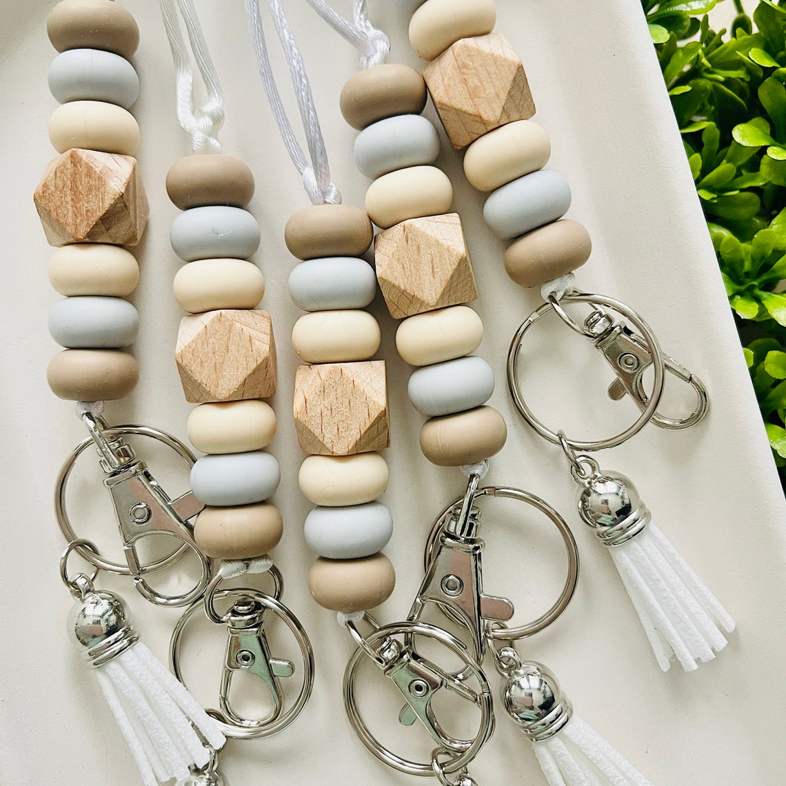 Neutral Color Lanyard Neutral Lanyard Beaded Lanyard - Etsy