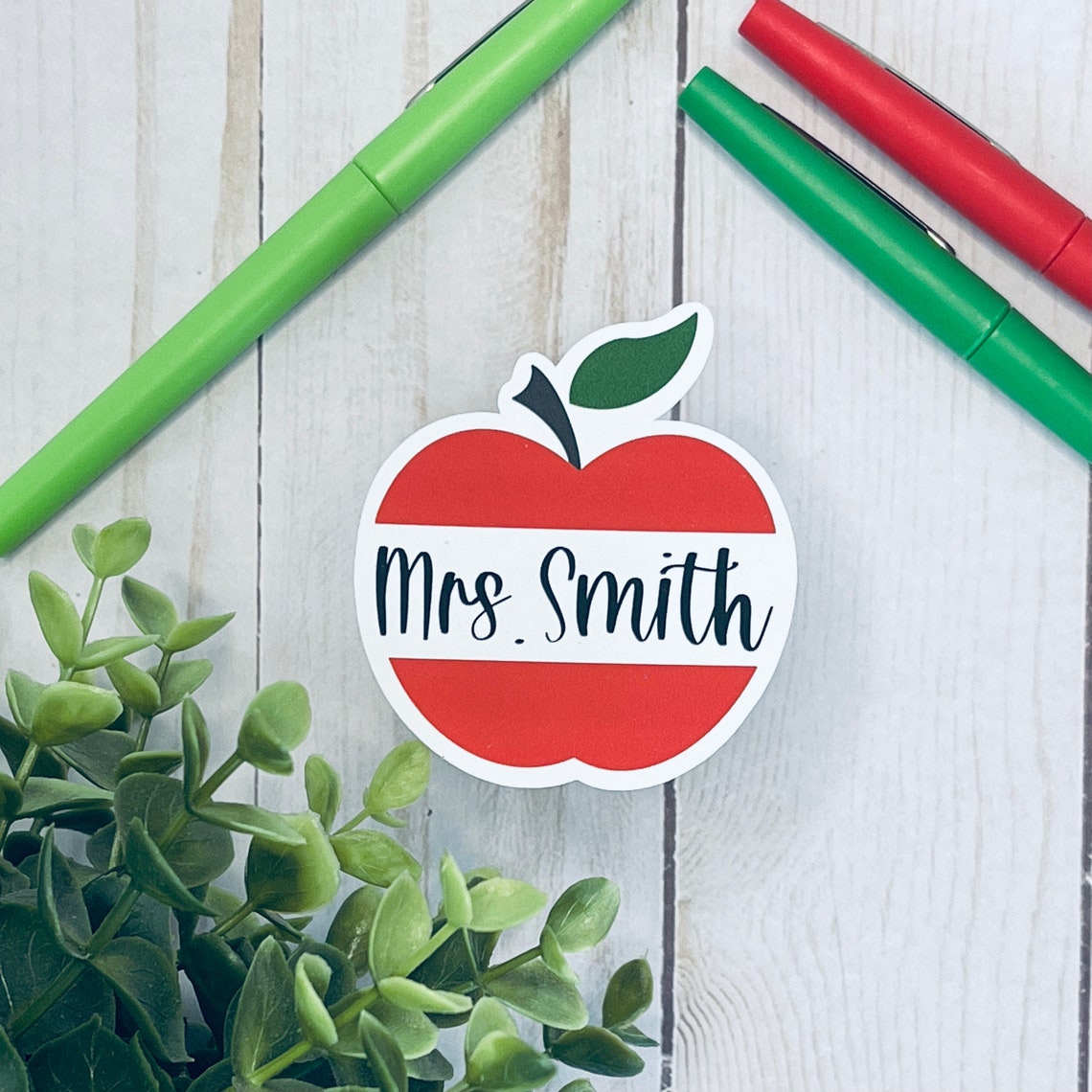 Custom Apple Name Sticker Custom Teacher Name Apple Sticker - Etsy