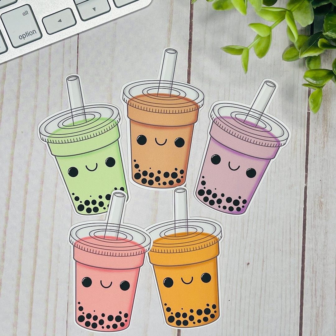 Happy Boba Tea Sticker | Cute Boba Tea Decal | Food Sticker | Drink ...
