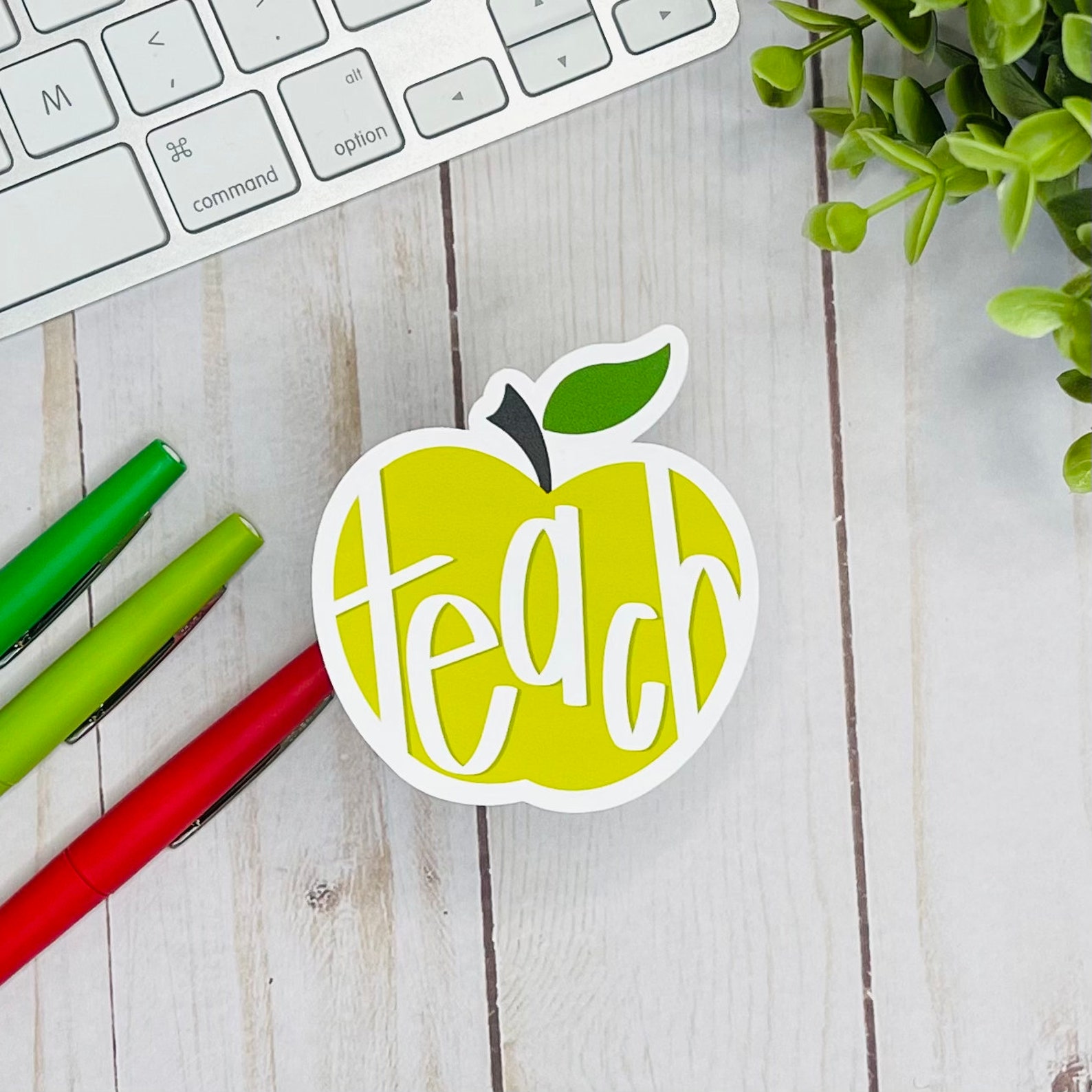 TEACH Apple Sticker Teacher Sticker Apple Sticker - Etsy
