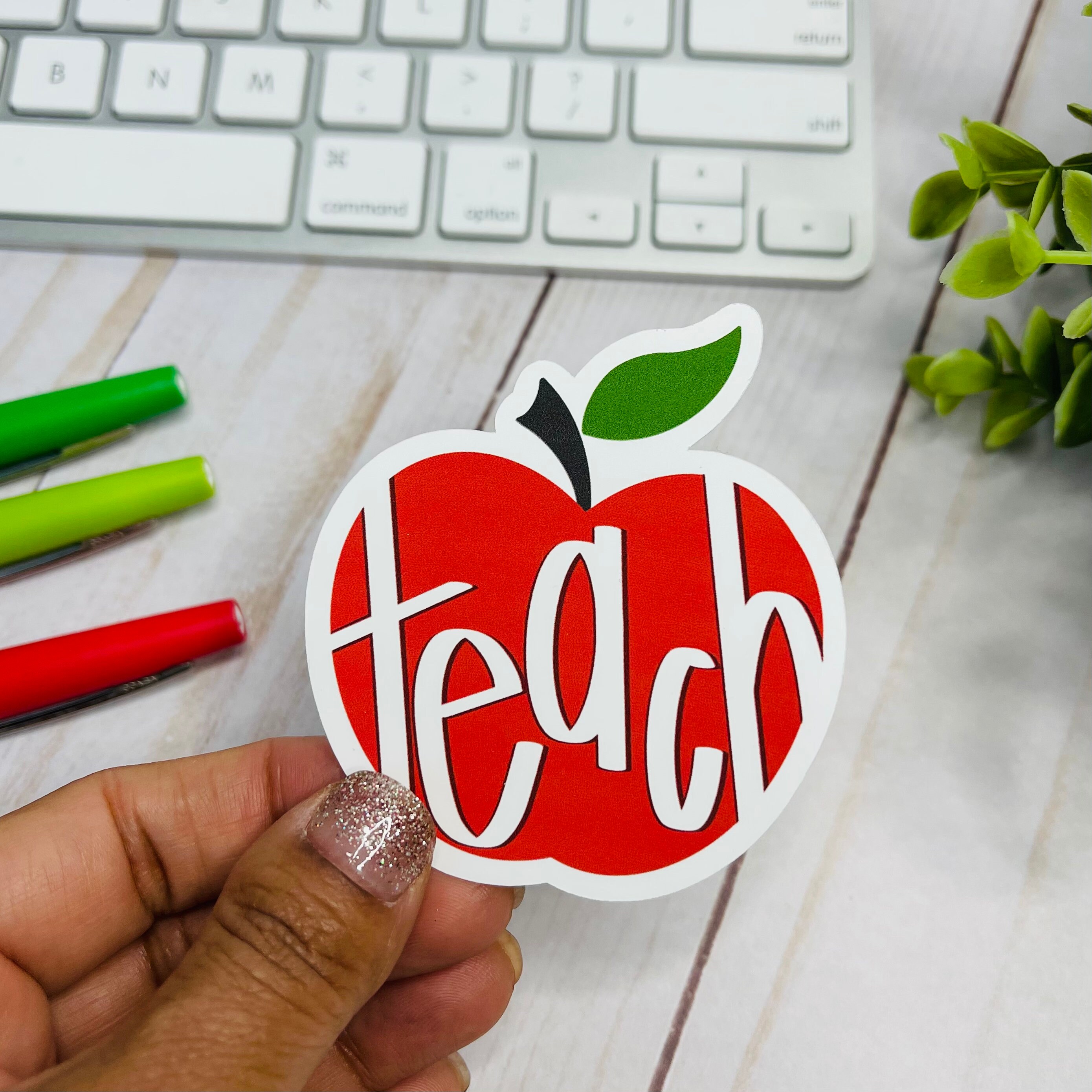 TEACH Apple Sticker | Teacher Sticker | Apple Sticker - Etsy
