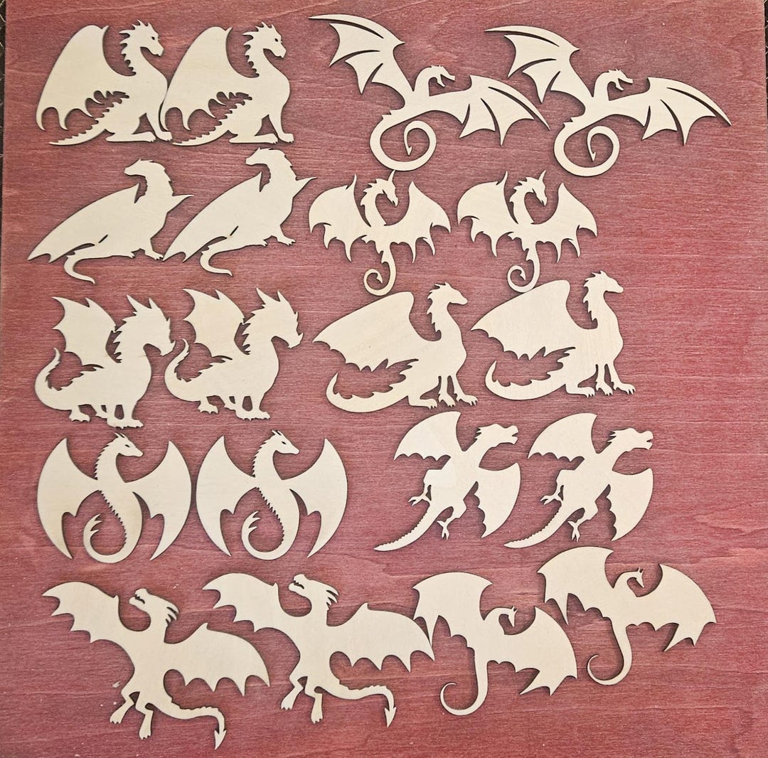 Unfinished Wood Dragon Shapes | DIY Craft Cutout | Wooden Dragon for ...