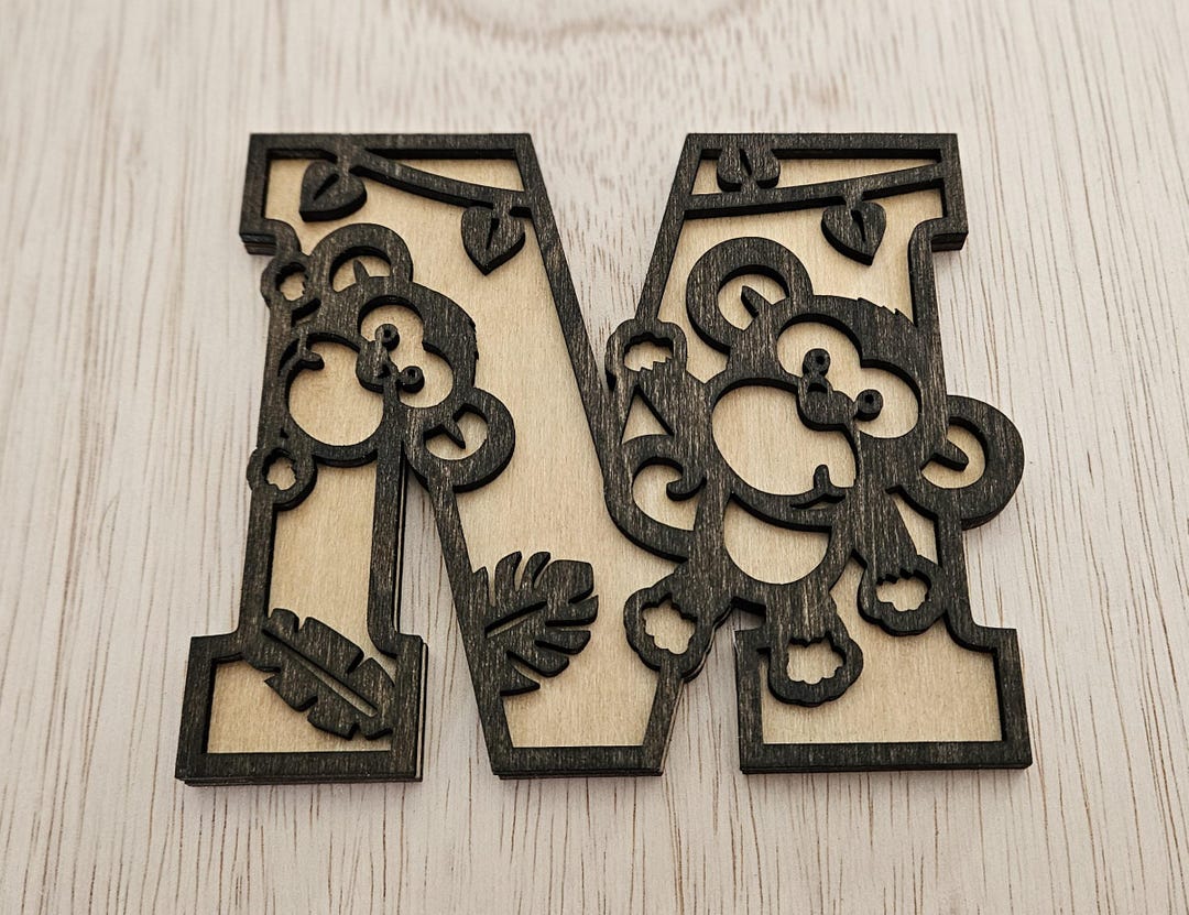 Wooden Monkey Letter: Jungle Nursery Decor, Personalized Name Sign - Etsy