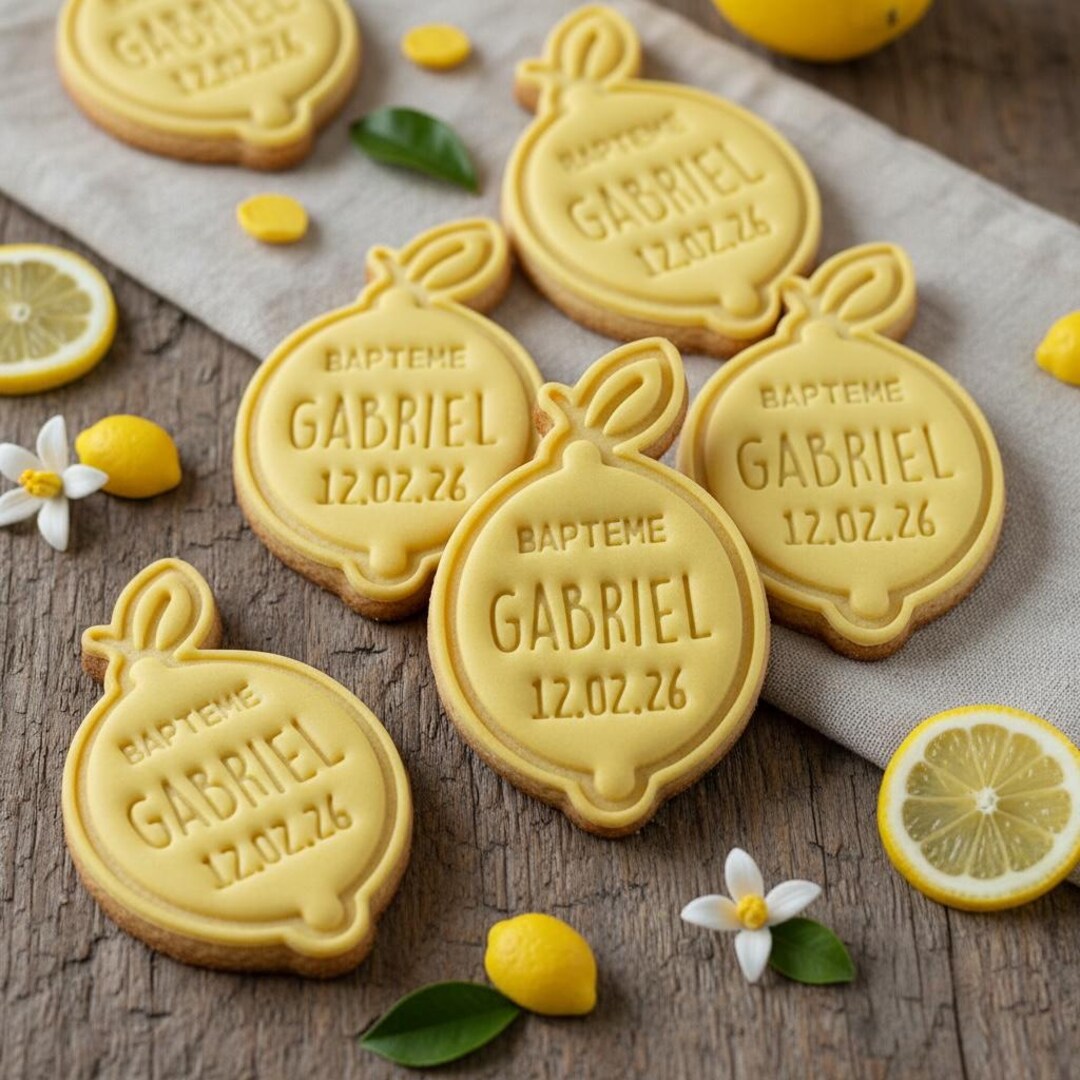 Personalized Lemon Cookie Cutter for Christening – Lemon-themed Biscuit ...