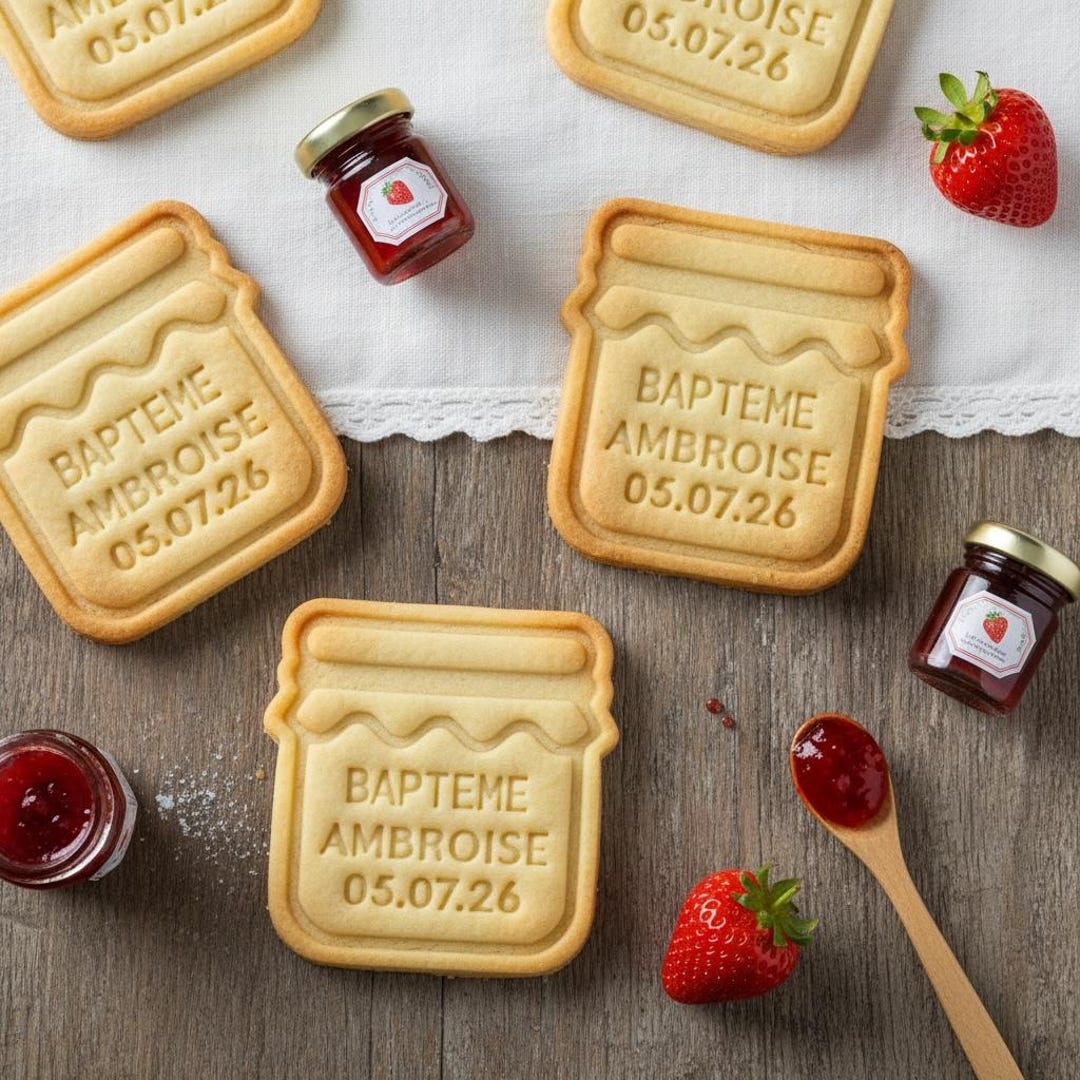 Personalized Jam Jar Cookie Cutter – Baptism, Communion or Birth ...