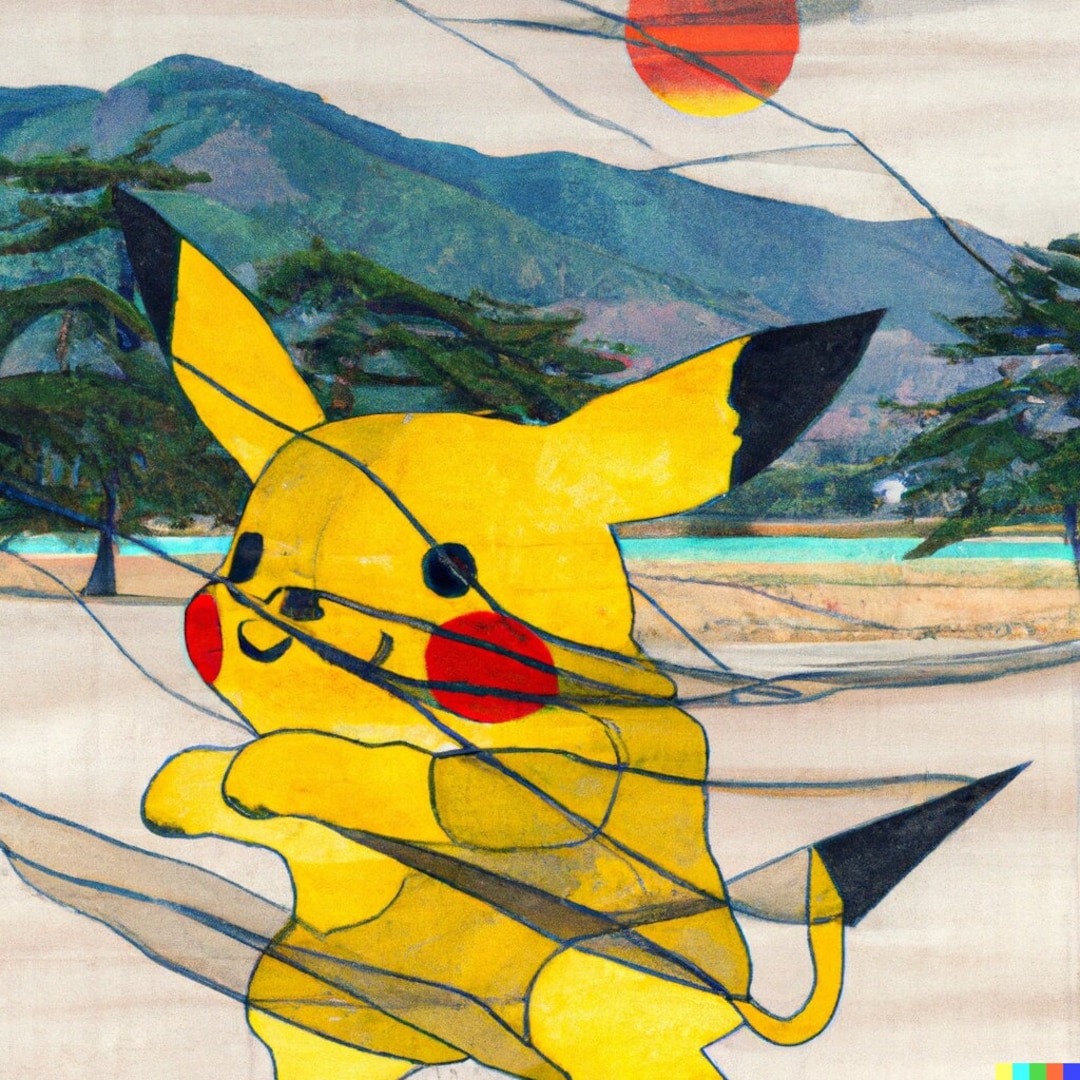 Beautiful Pikachu Pokemon Digital Download Printable Art Ukiyo-e - Etsy