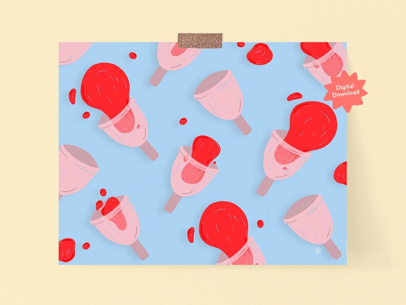 Menstrual Cup Pattern Funny Period Illustration Educational - Etsy