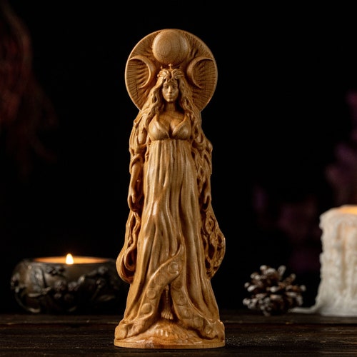 Selene Moon Goddess Luna Norse Goddess Selene Wood Figure - Etsy