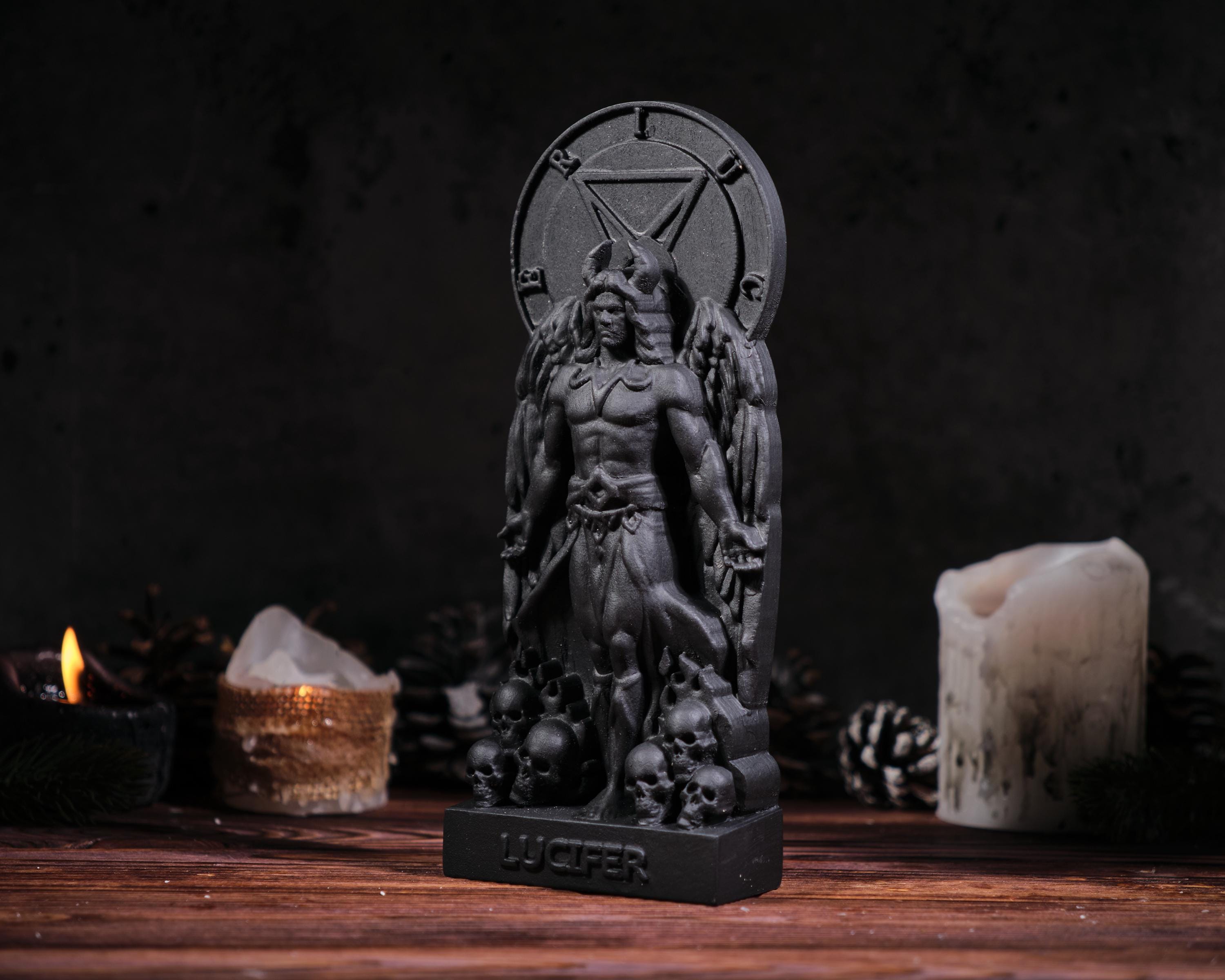 Black Lucifer Angel Statue, Satan Statue, Lucifer Series, Occultism ...