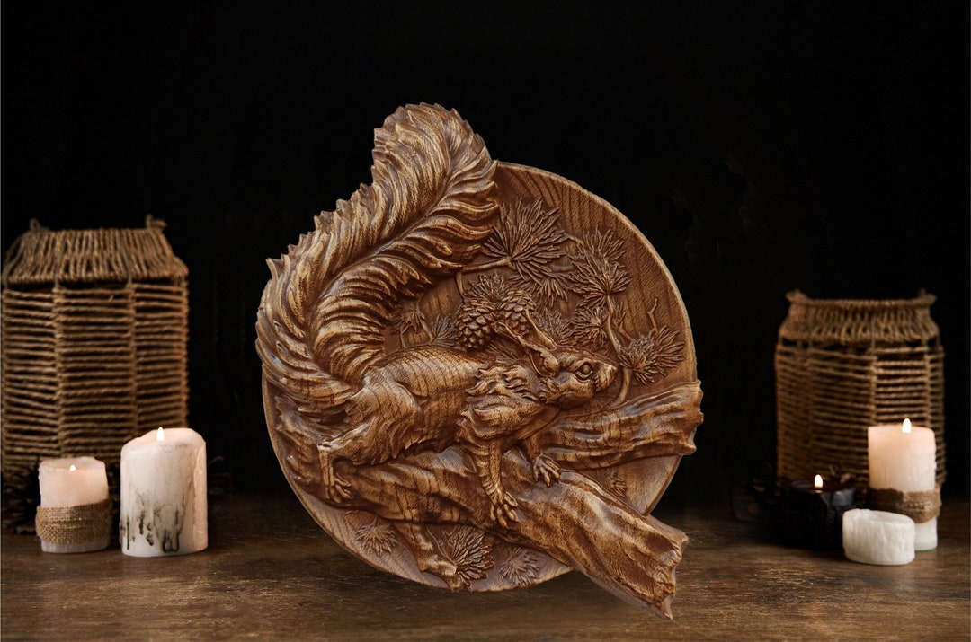Squirrel Wood Carvings, Squirrel Wall Decor, Squirrel Art, Wood Art ...