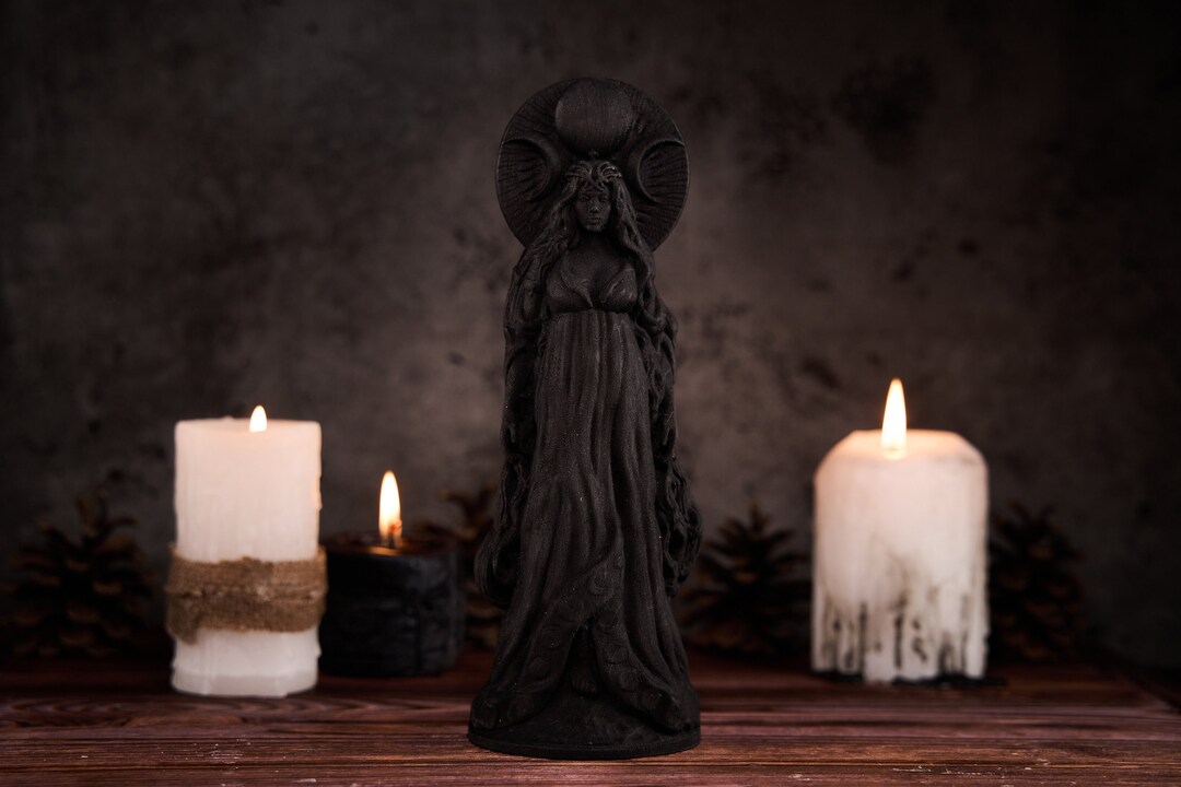 Black Selene Moon Goddess, Luna Norse Goddess, Selene Wood Figure ...