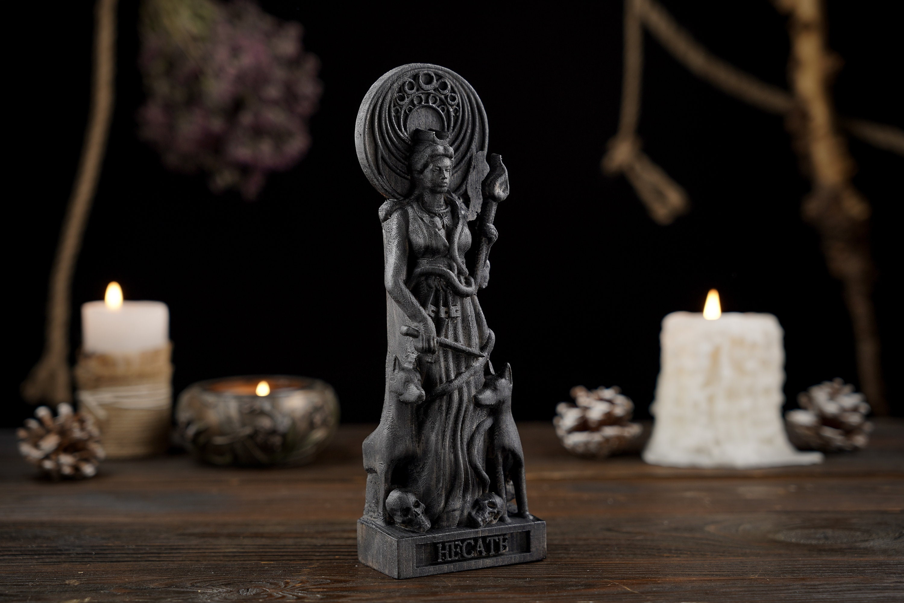Hecate Statue Hecate Greek Goddess Hekate Black Figure - Etsy