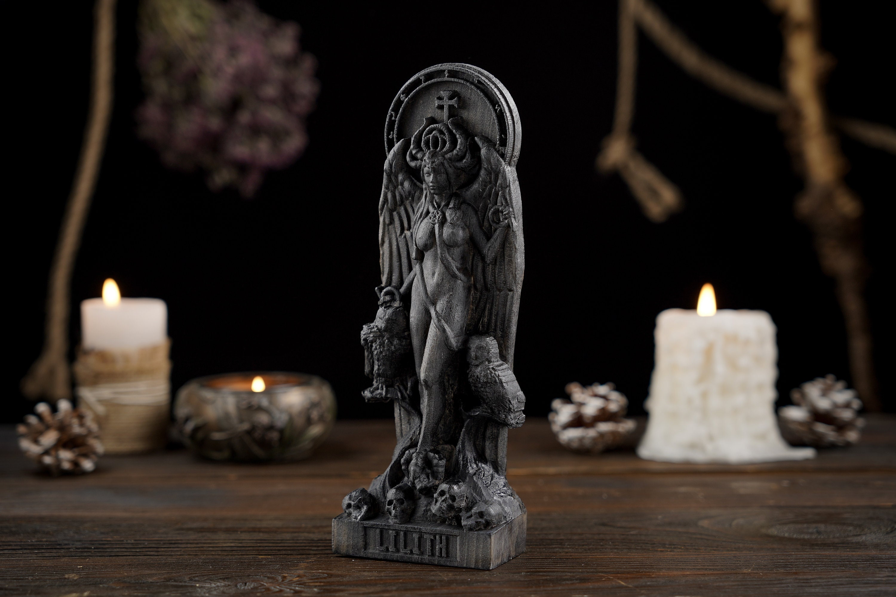 Lilith Statue Black Lilith Wicca Goddess Astaroth Statue - Etsy Canada