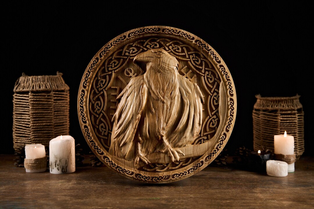 Raven Wood Wall Decor, Raven Wood Art, Norse Art, Viking Art, Odin ...