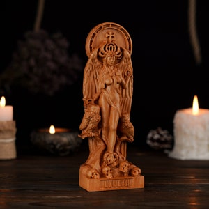 Lilith Wicca Goddess, Astaroth Statue, Inanna Wooden Figure, Wicca ...